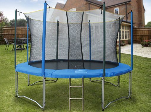 12ft High Jump Premier Trampoline with Safety Enclosure - GREEN Padding